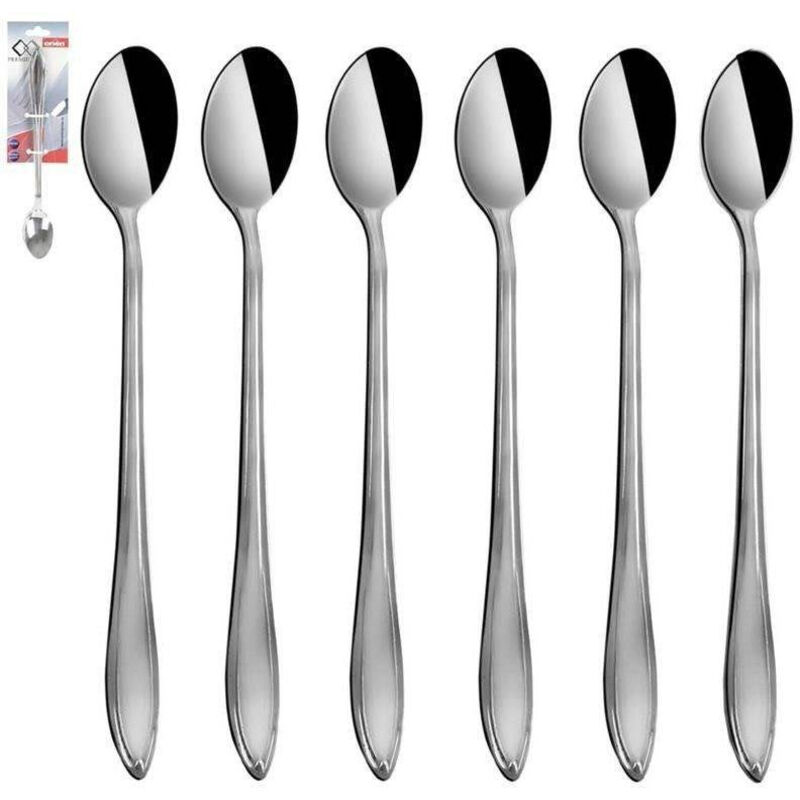 Juego de 6 cucharas largas para postre, cóctel, helado y café.