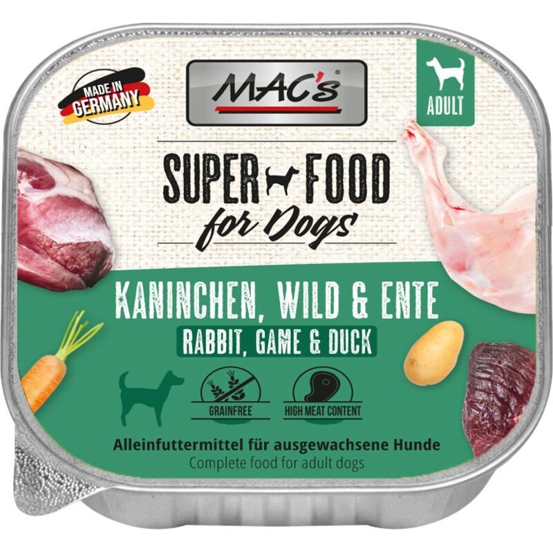 MAC's Perro Adulto Bandeja 150g - Conejo, Venado y Pato 150g