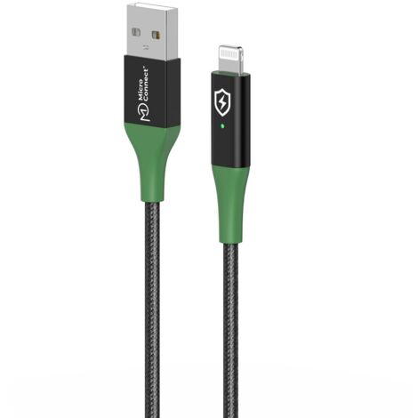 Cable MicroConnect Smart Charge MFI USB-A a Lightning de 2 m, negro-verde, MC-SMART USB AL-2