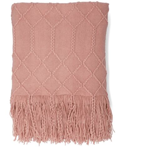 Manta LOOP tejido de ovillos rosa 130 x 170 cm 812885