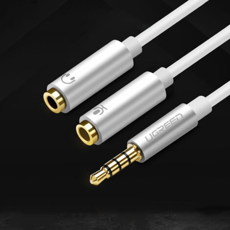 Adaptador divisor mini jack 3,5 mm - 2 x mini jack 3,5 mm micrófono y ...