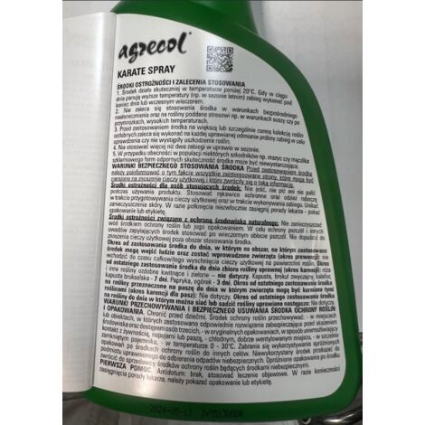 KARATE SPRAY insecticida para pulgones y moscas de pulgón Agrecol 750 ml