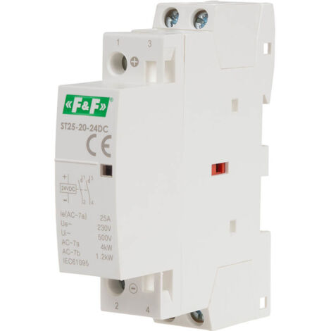 Contactor modular para montaje en riel, 2 contactos NC, 25 A, 24 V CC
