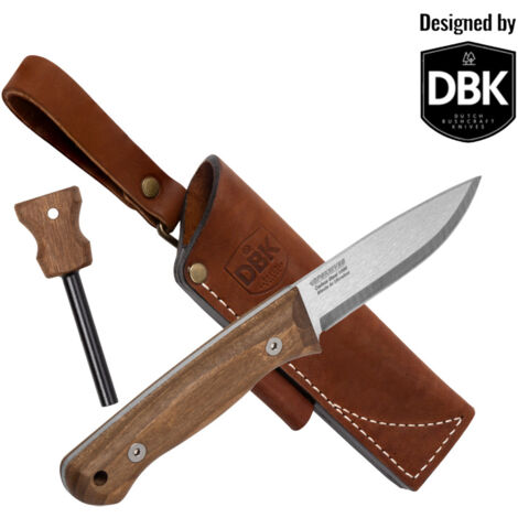 Cuchillo Bushcraft BPS Knives Bushmate 2.0 de DBK con funda de cuero y ...