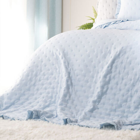 Colcha WERONA 220x240cm Azul Bebé - Elegancia Romántica para tu Dormitorio