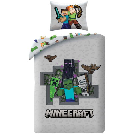 Juego de cama juvenil 140X200 MINECRAFT Steve Creeper Microfibra