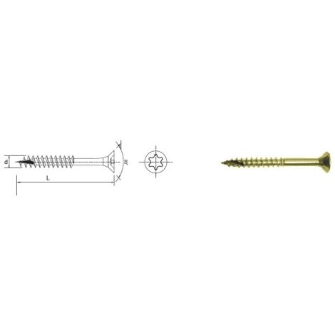 TORNILLO PARA MADERA GALVANIZADO AMARILLO PARA TORX PFS+ T20 4.580MM ...
