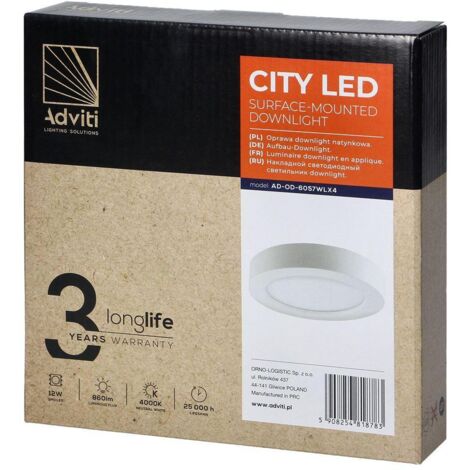 Downlight LED redondo de superficie CITY 12W 4000K