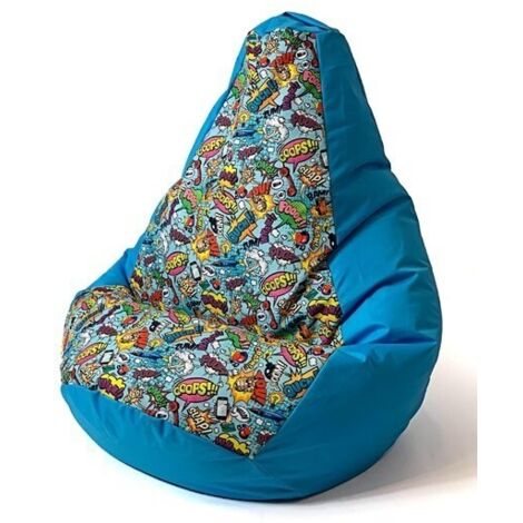 Puff PEAR PRINT azul-dibujos animados XXL 140x100
