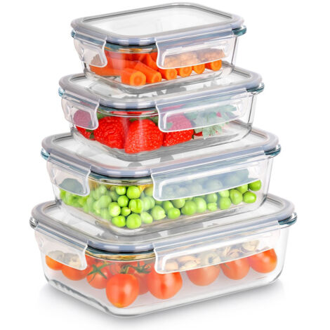 Juego de 4 recipientes de vidrio resistentes al calor para alimentos de ...