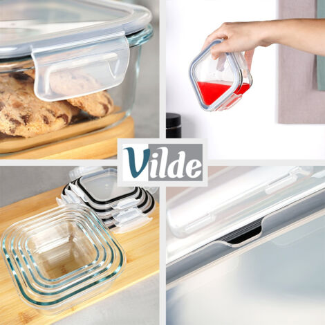 Juego de 4 recipientes de vidrio resistentes al calor para alimentos de ...