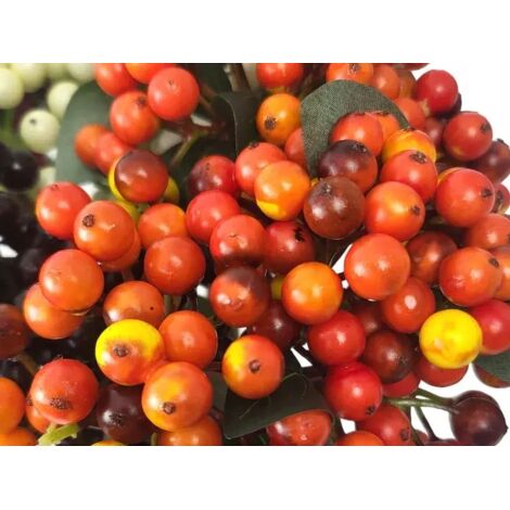 Rama artificial de serbal decorativa, fruta, otoño, 30 cm