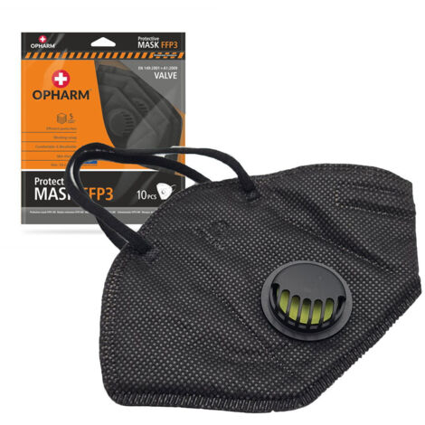 Mascarilla filtrante Opharm FFP3 con válvula y banda elástica, color ...