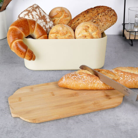 Panera color crema con base de bambú, 33 x 18,5 x 12 cm