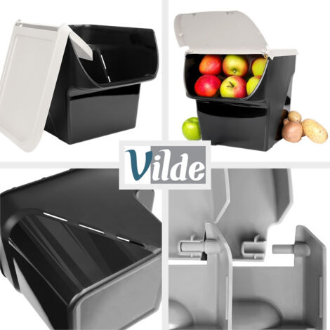 Recipiente para frutas y verduras con tapa, 13 l, gris ceniza