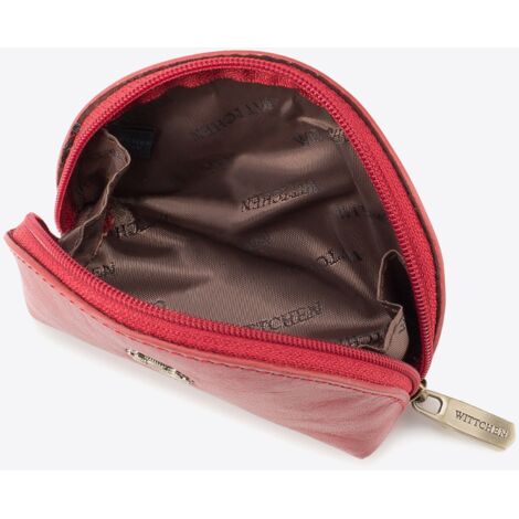 Monedero de piel semicircular para mujer Wittchen, color rojo y natural