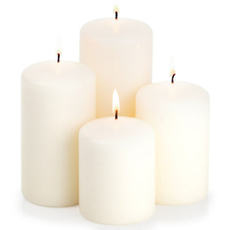 Velas blancas en bloque sin aroma, 4 unidades.