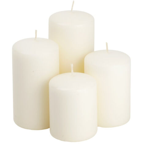 Velas blancas en bloque sin aroma, 4 unidades.