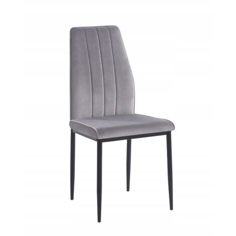 SILLA GRIS CON TAPIZADO DE TERCIOPELO VERTICAL PARA UN COMEDOR MODERNO