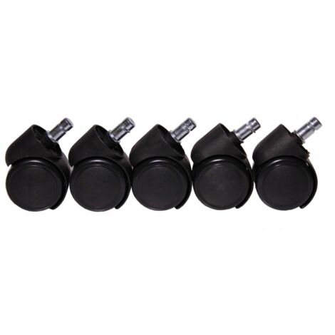 RUEDAS DE GOMA NEGRA PARA SILLAS, 5 PIEZAS, PRESIONADAS EN LA SILLA