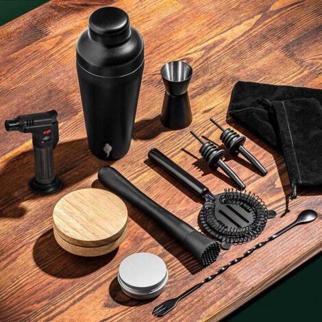 Kit de barman 2 en 1 de lujo para preparar bebidas y ahumar whisky