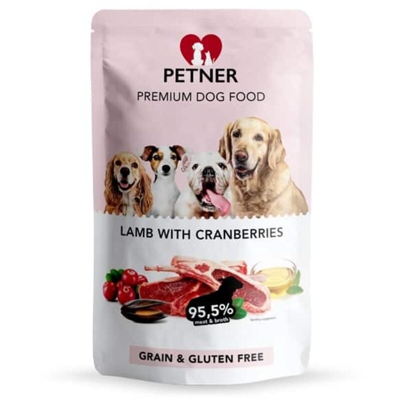 Petner Premium Hundefutter Lamm mit Cranberries - Lamm mit Cranberries 500g