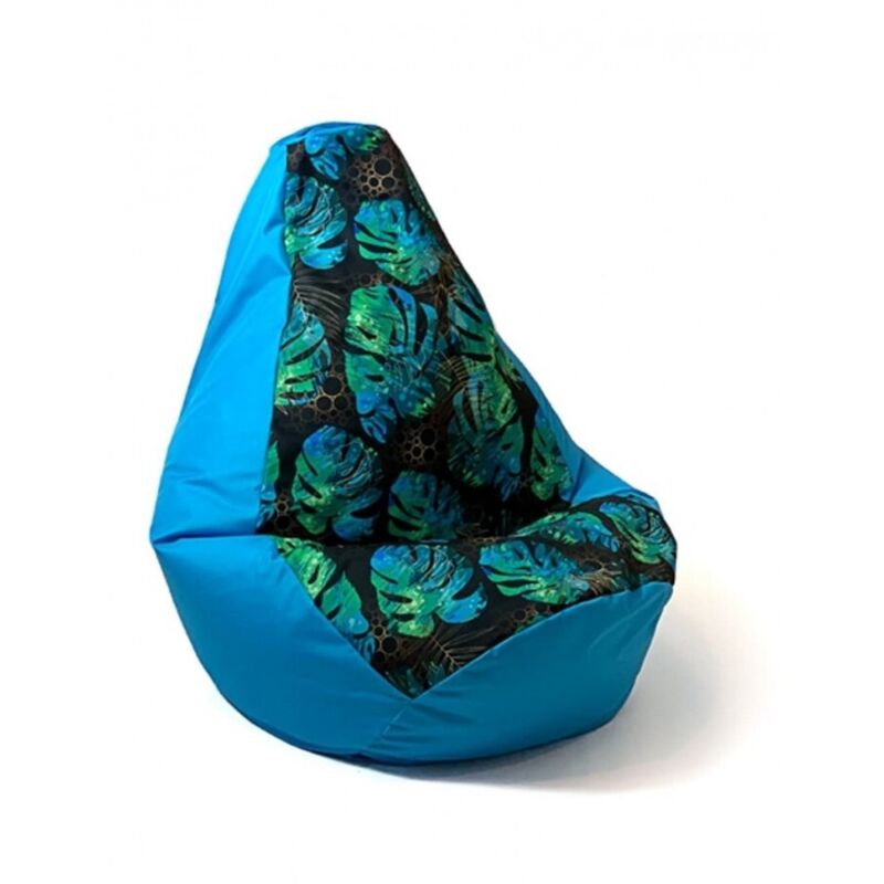 Sitzsack Pouf PEAR PRINT blau-monstera XXL 140x100