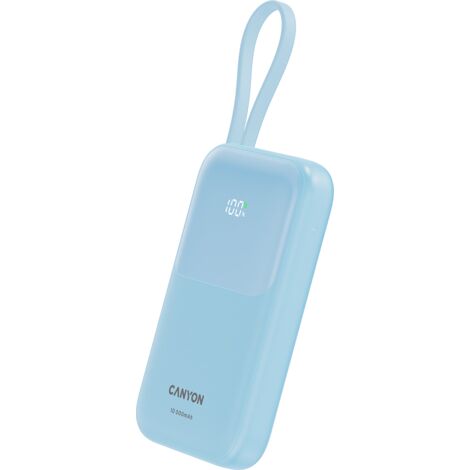 CANYON Powerbank OnPower 101 mit Kabel 10000 mAh PD22.5W Blau