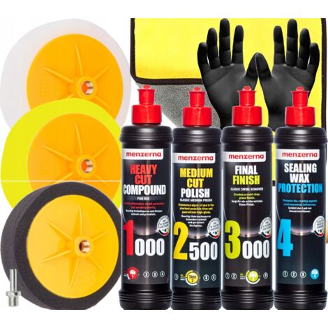 MENZERNA SET AUS POLIERPASTE + POLIERSCHAUM-PADS 150 MM ZUM POLIEREN