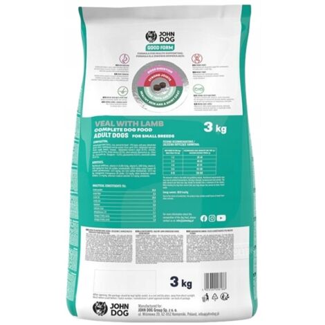 JOHN DOG GOOD FORM Hundefutter für kleine Rassen KALBSLAMM 3 kg