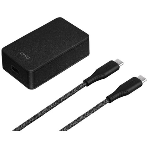 UNIQ Versa Slim USBC PD 18W Wandladegerät, USBC-auf-USBC-Kabel, Arcoal ...