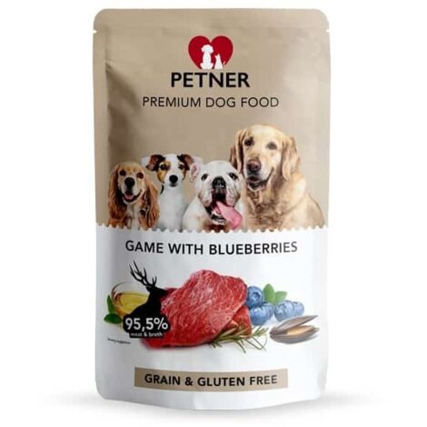 Petner Premium Hundefutter Wild mit Heidelbeeren 500g