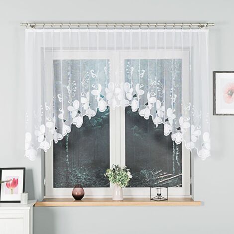 TEODORA - Fertiggardine aus Jacquard mit Schnitt unten - 250x120 cm - weiß