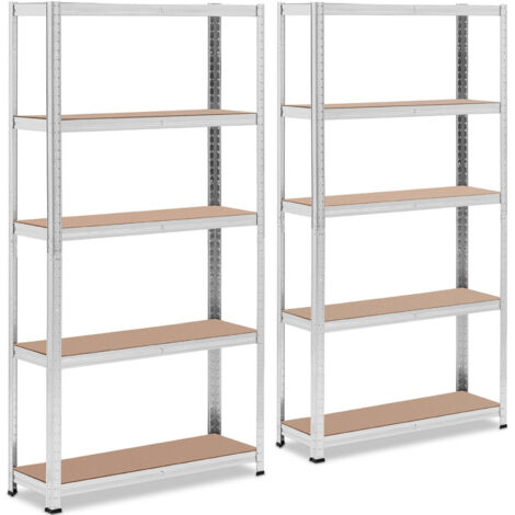 Lagerregal Metall 5 Böden 875 kg 90 x 30 x 180 cm grau 2 Stk.