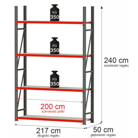 Mega-M FORTIS 4-Fach Lagerregal H-240 cm L-217 cm T-50 cm Grundmodul N