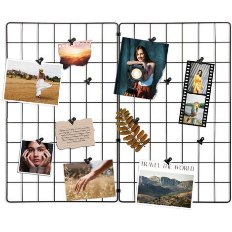 Gitter-Wandtafel aus Metall für Fotos, Notizen, Notizklammern, groß XL