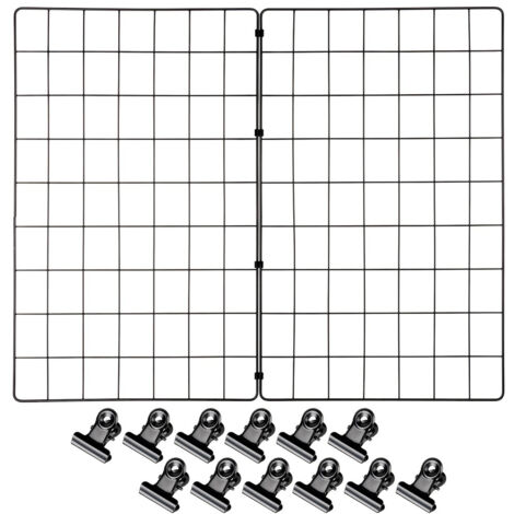 Gitter-Wandtafel aus Metall für Fotos, Notizen, Notizklammern, groß XL