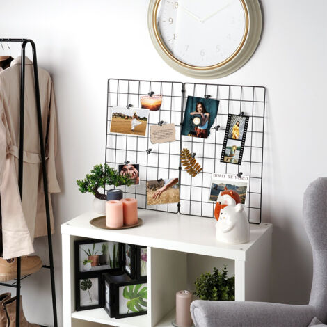 Gitter-Wandtafel aus Metall für Fotos, Notizen, Notizklammern, groß XL