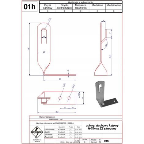 Winkel-Dachblitzschutzhalterung H-70 mm. ZZ-verdreht