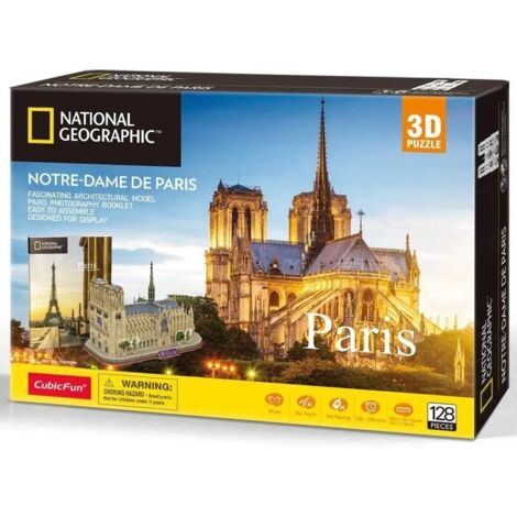 CUBIC FUN PUZZLE 3D NATIONAL GEOGRAPHIC NOTRE DAME PARIS 128 Teile. DS0986h