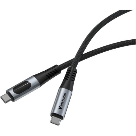 Verbatim USB-C(M) - USB-C(M)-Kabel mit Display, 1,2 m, 100 W, PD, Schwarz