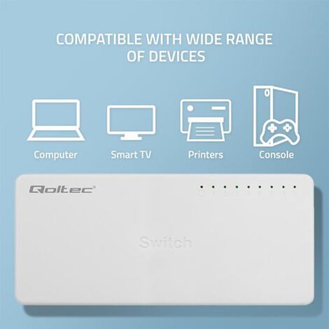 Qoltec Unmanaged Switch Netzwerk-Switch 8 x RJ45 Port 100 Mbit/s Fast ...