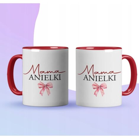 Muttertagsgeschenk: Rote Tasse mit Schleife, Name der Mutter und des ...