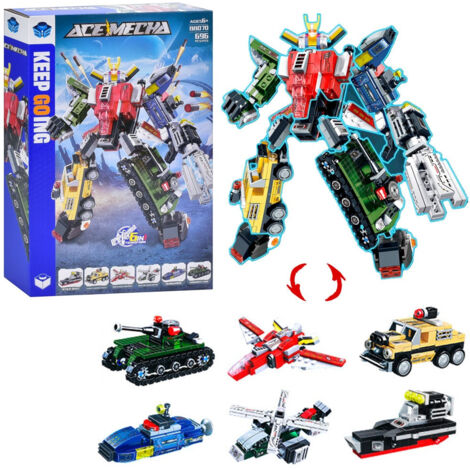 TRANSFORMER ROBOT BLOCKS 6in1 - ACE MECHA - 696 TEILE