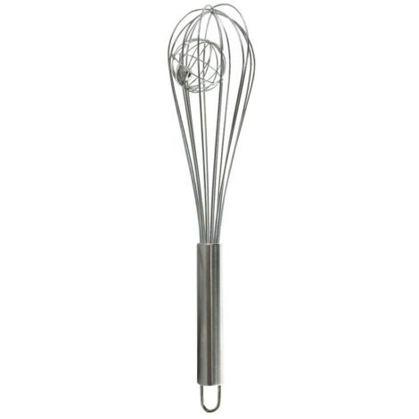 Hand whisk with extra ball in stainless steel for faster whisking