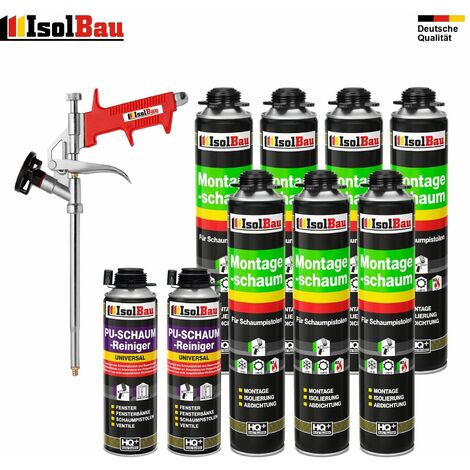 SET Pistolenschaum 7 x 750 ml +1 Metall Schaumpistole + 2 Reiniger ...