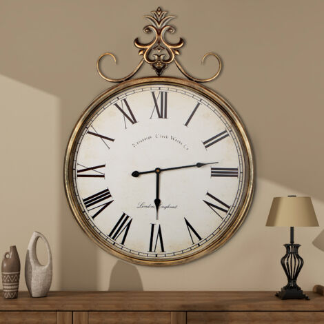 27.5in x 20in Vintage Glam Ornate Wall Clock - Decorative Round Clock ...