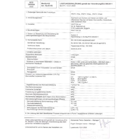 Prity – Poêle à bois avec four – 10,1 kW, rendement 77,1%, classe A ...