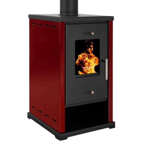 Holzofen Prometey Eco Mini – 6,4 kW – Bordeaux lackiert, kompakt und ...