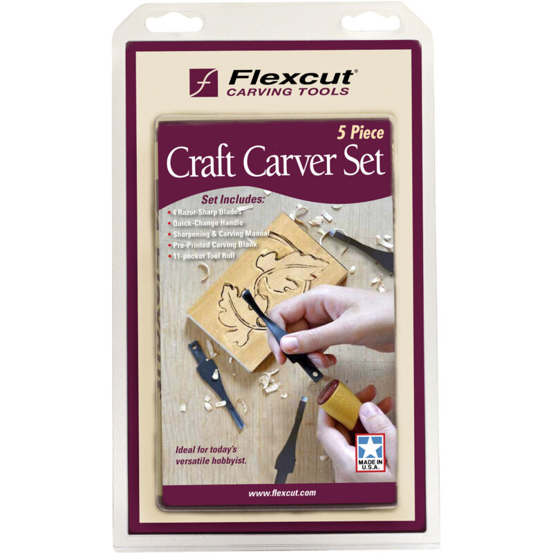 Ensemble de 4 mini-gouges Flexcut avec manche pour sculpture et étui SK106